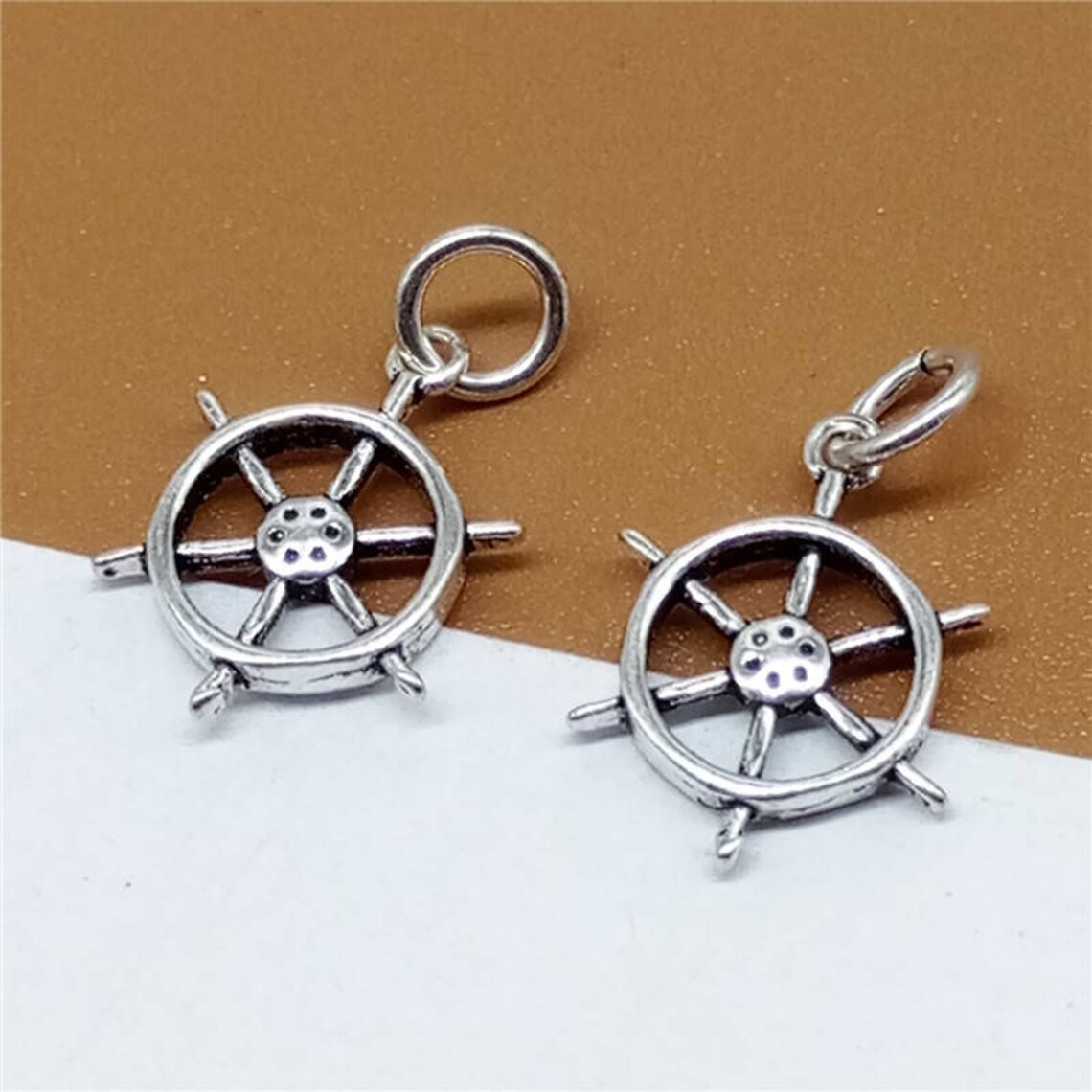 5 Sterling Silver Wheel Nautical Charm, 925 Silver Nautical Charm ...