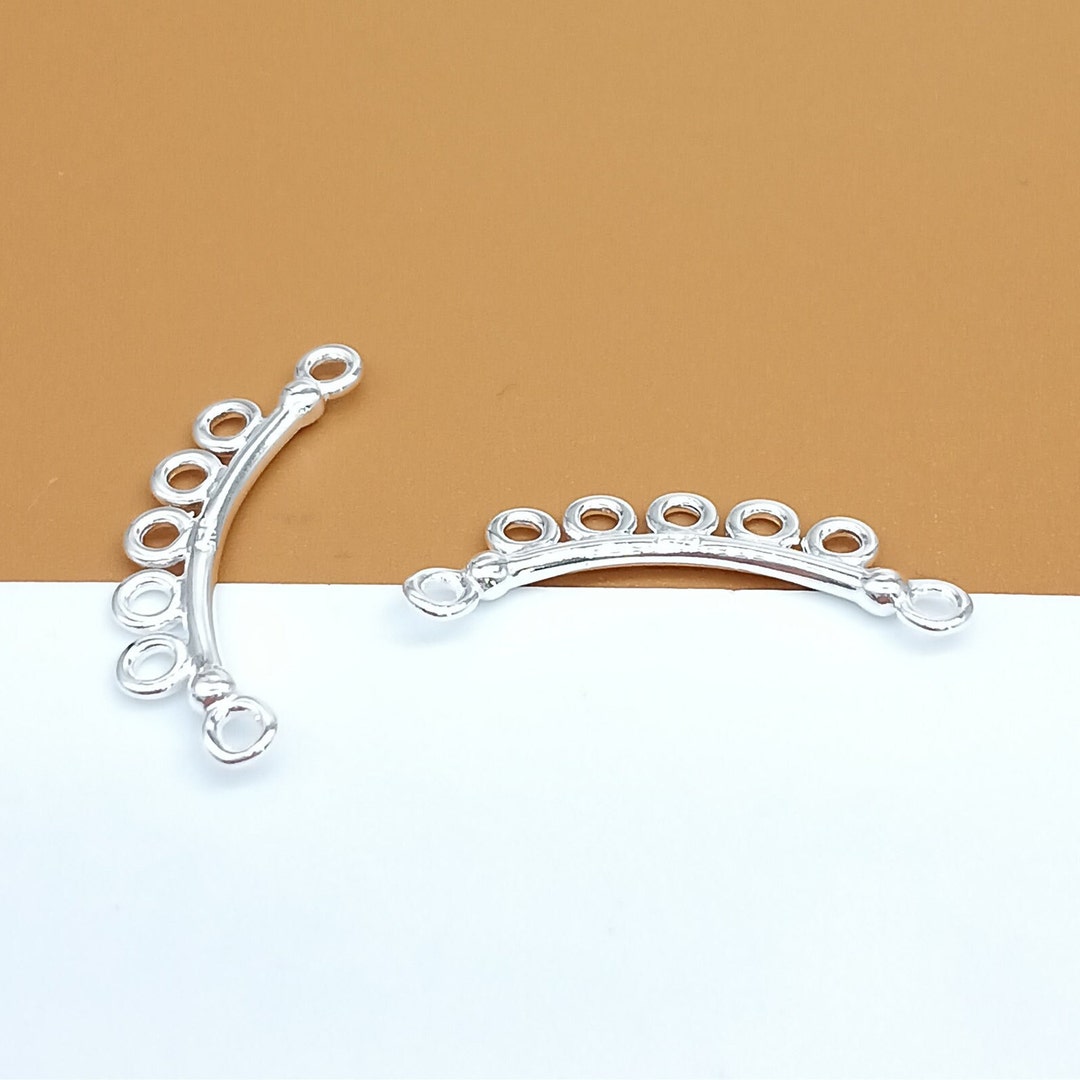 2 Sterling Silver 5 Detangler Strand Connector Charms, 925 Silver ...