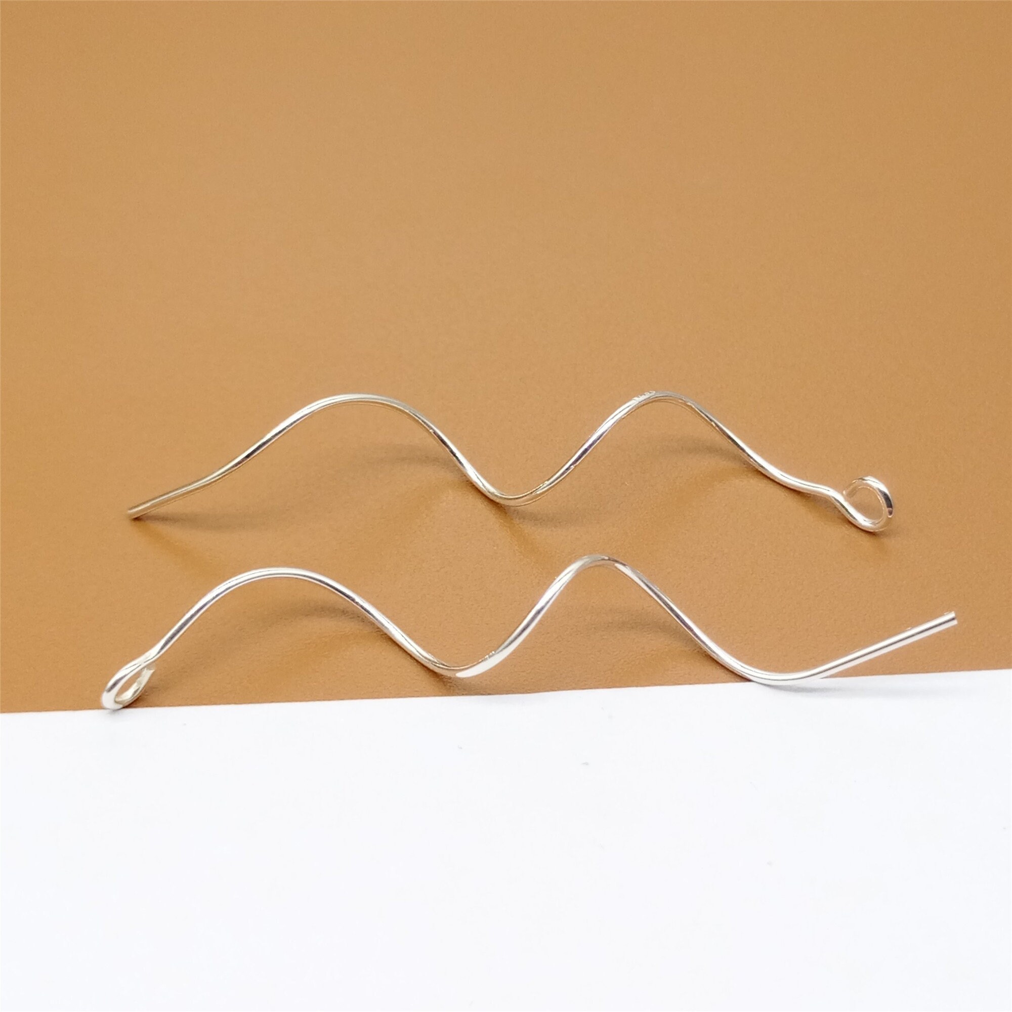 6 Pairs Sterling Silver Wave Wire Charms for Earring, Wave Ear Wire ...