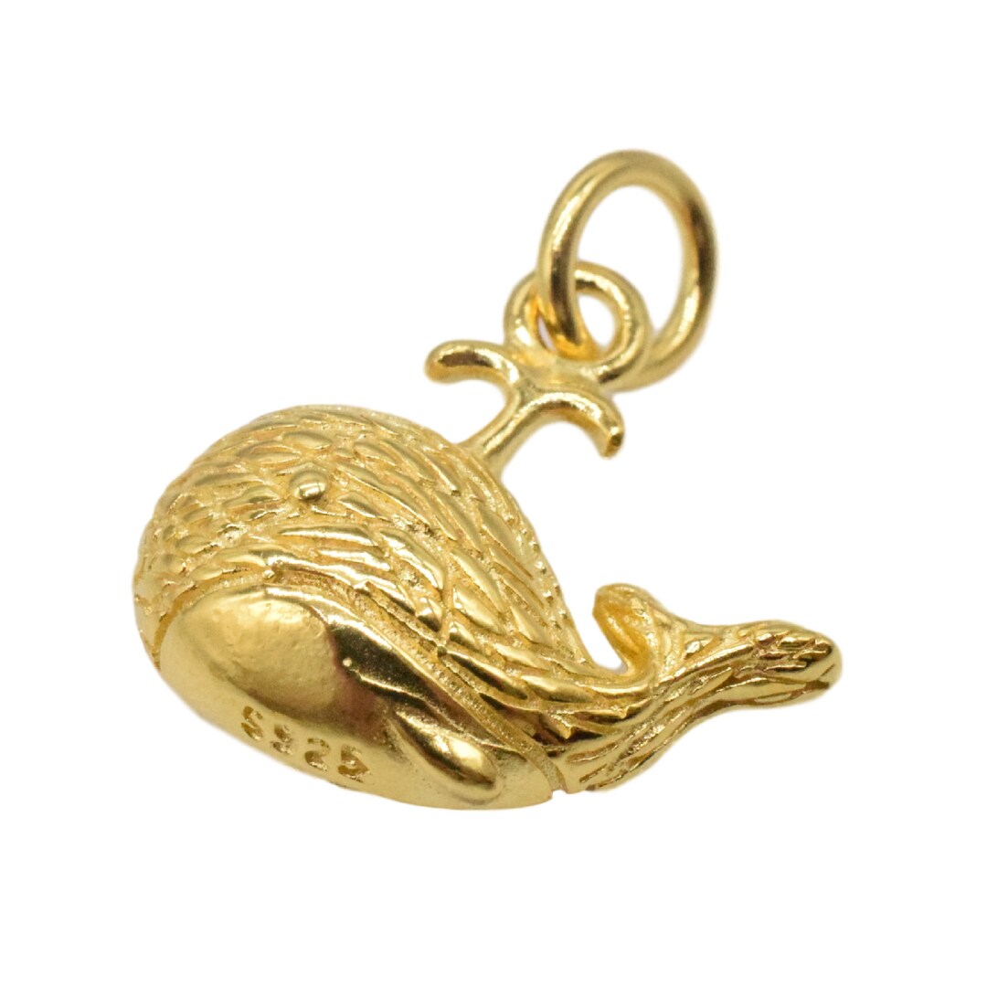 14K Gold Vermeil Style Whale Charm, 925 Sterling Silver Whale Charm ...