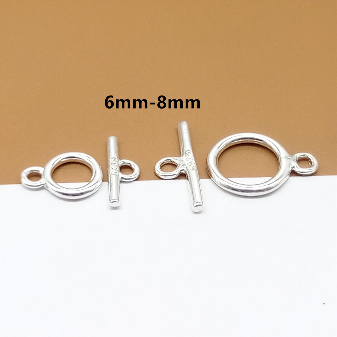 5 Sterling Silver Small Toggle Clasps, Circle 6mm 8mm, 925 Silver ...