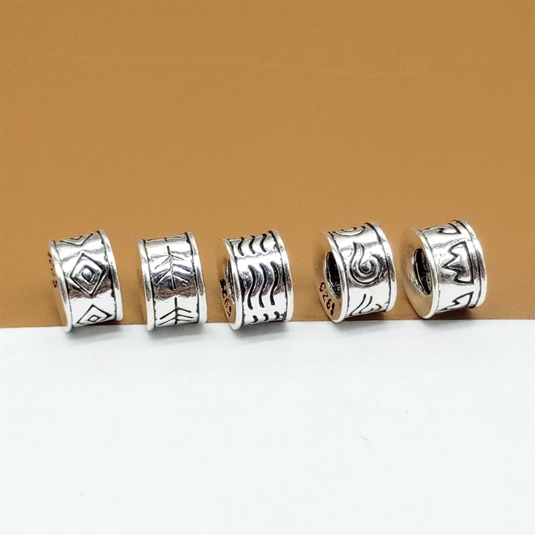 2 Sterling Silver Five Elements Beads, 925 Silver Donut Bead ...