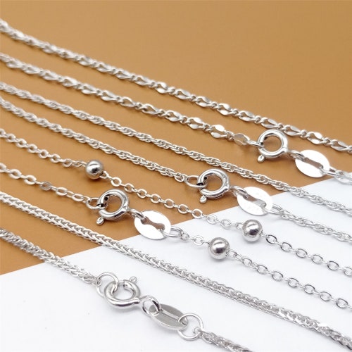 Sterling Silver Sparkle Cable Chain With Rhodium Plated | Etsy