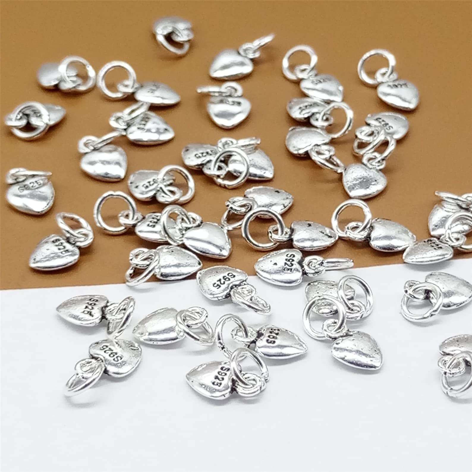 20 Sterling Silver Tiny Love Heart Charms 925 Silver Heart | Etsy