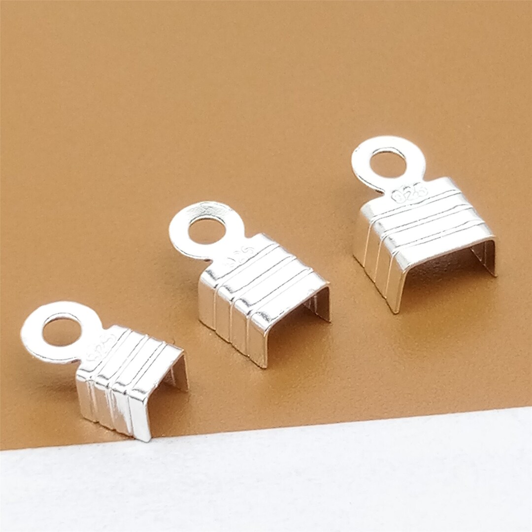 20 Sterling Silver Crimp End Tips Caps, 925 Silver Crimp Ends, Fold ...