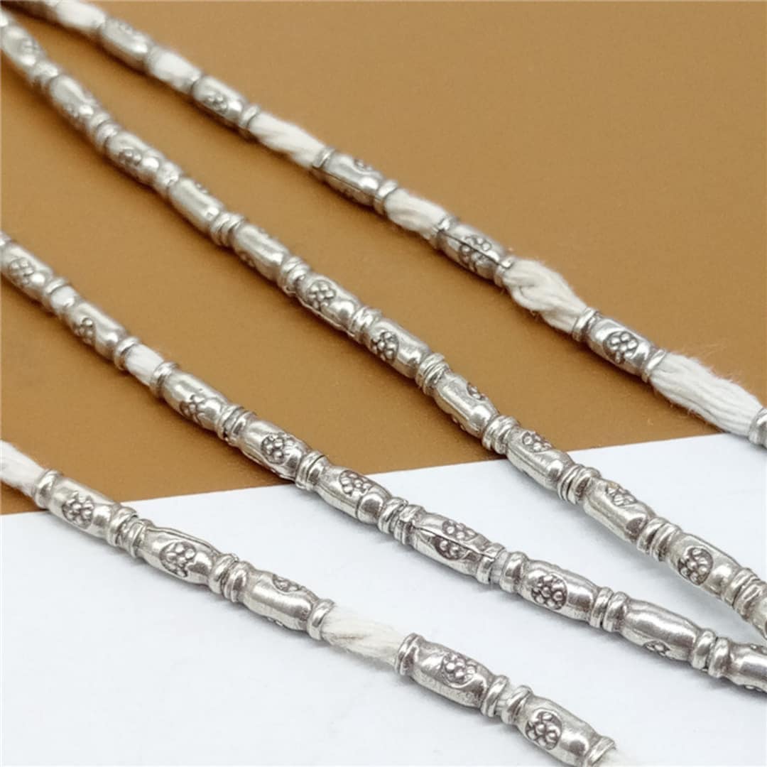 30 Karen Hill Tribe Silver Small Tube Beads, Karen Hill Spacer Bead ...