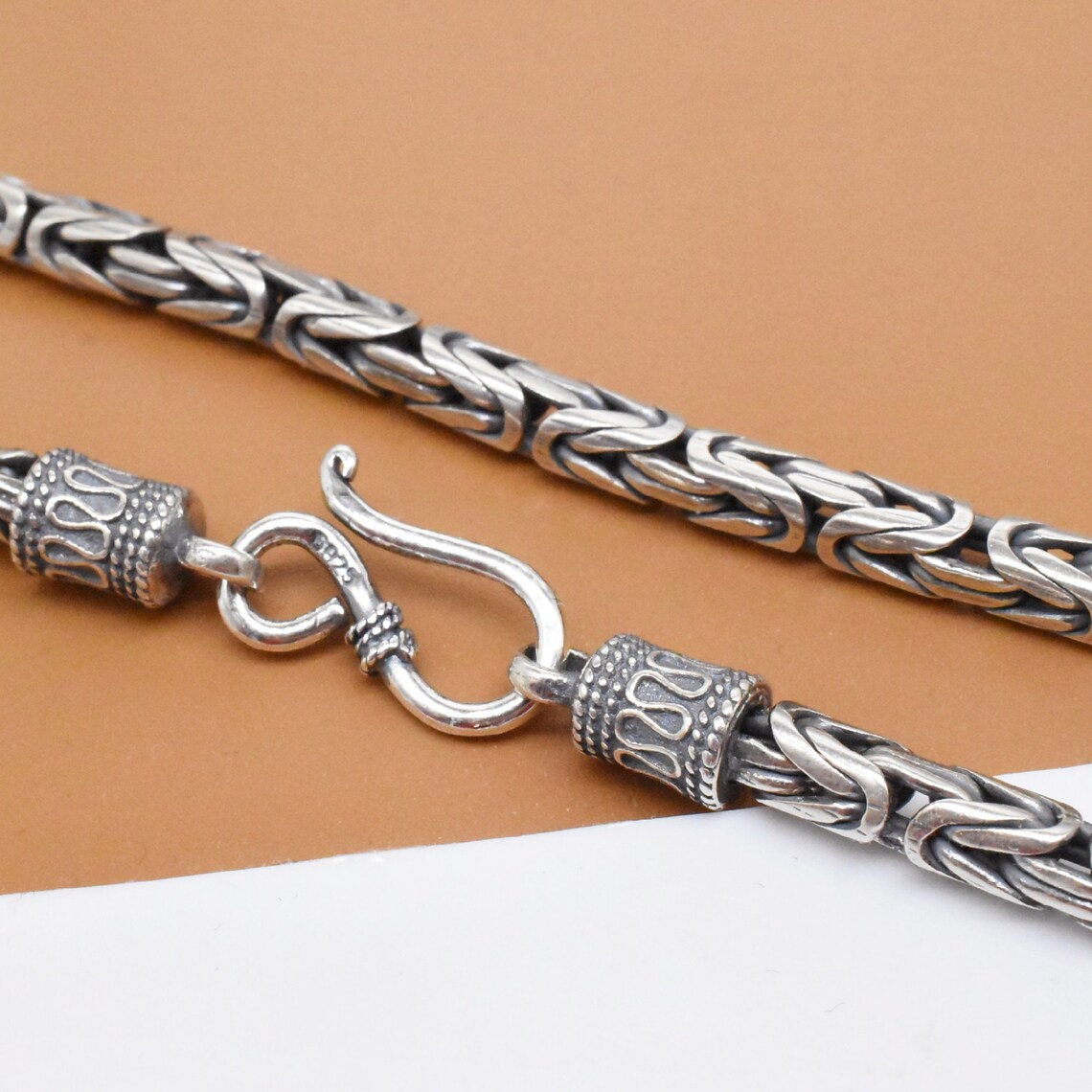 Sterling Silver Byzantine Chain, 925 Silver Byzantine Chain Necklace ...