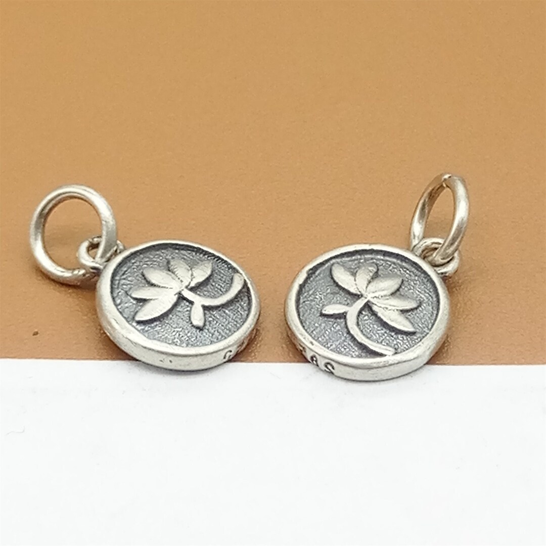 5 Sterling Silver Lotus Charms 2-sided, 925 Silver Small Lotus Charm ...