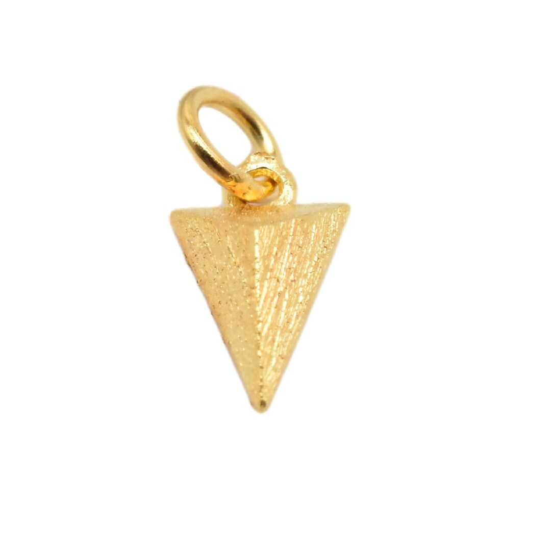 14K Gold Vermeil Style Tiny Triangle Charm on 925 Sterling Silver ...