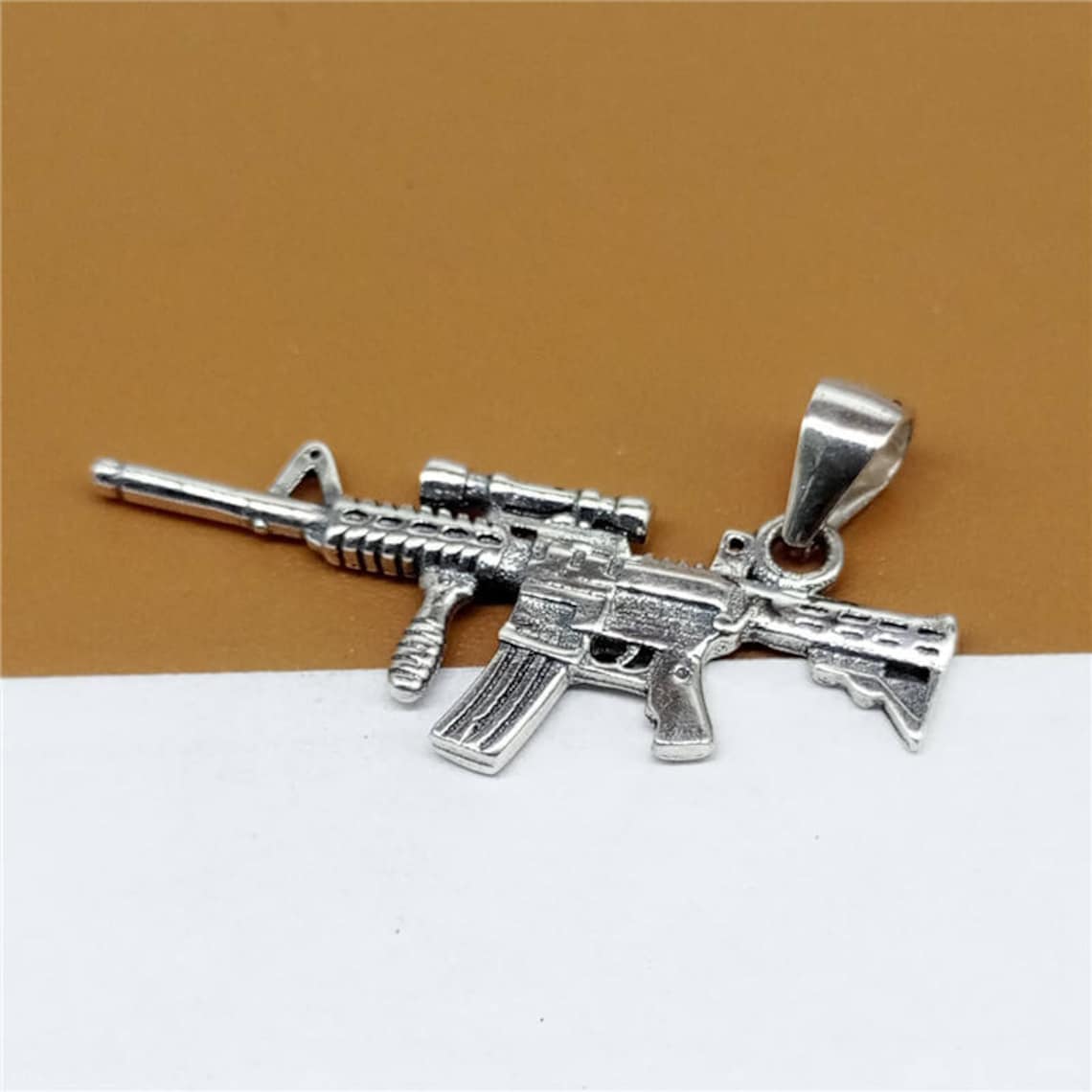 Sterling Silver Sniper Rifle Charm Gun Charm 2-Sided 925 | Etsy
