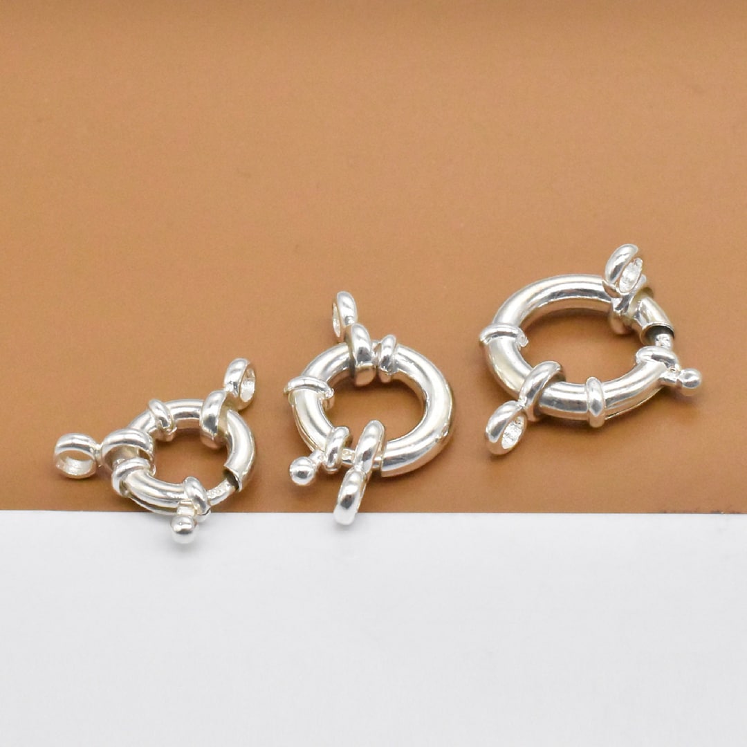 Sterling Silver Spring Ring Clasp, 925 Silver Pearl Clasp, Spring Ring ...