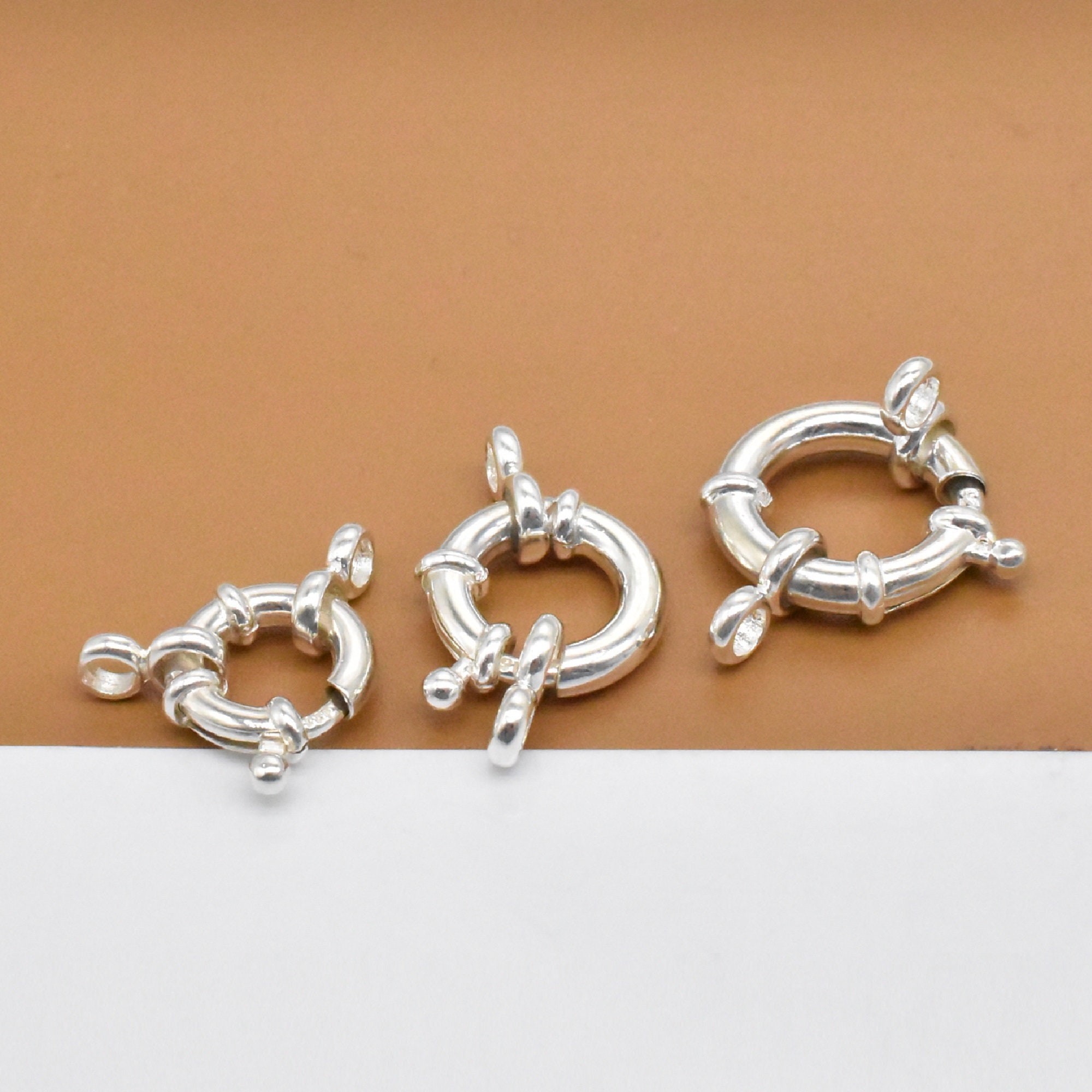 Sterling Silver Spring Ring Clasp, 925 Silver Pearl Clasp, Spring Ring ...