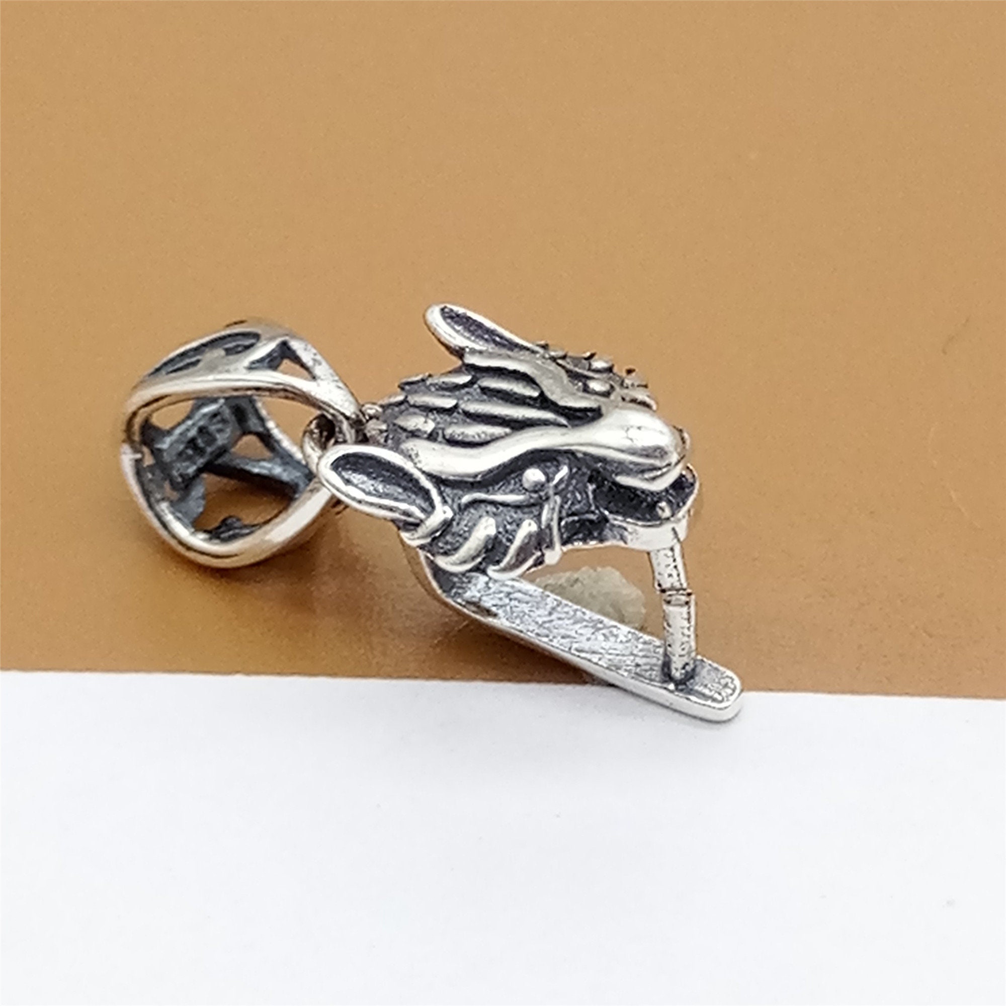 Sterling Silver Wolf Pinch Bail, Pendant Pinch Bail, Charm Pinch Bail ...