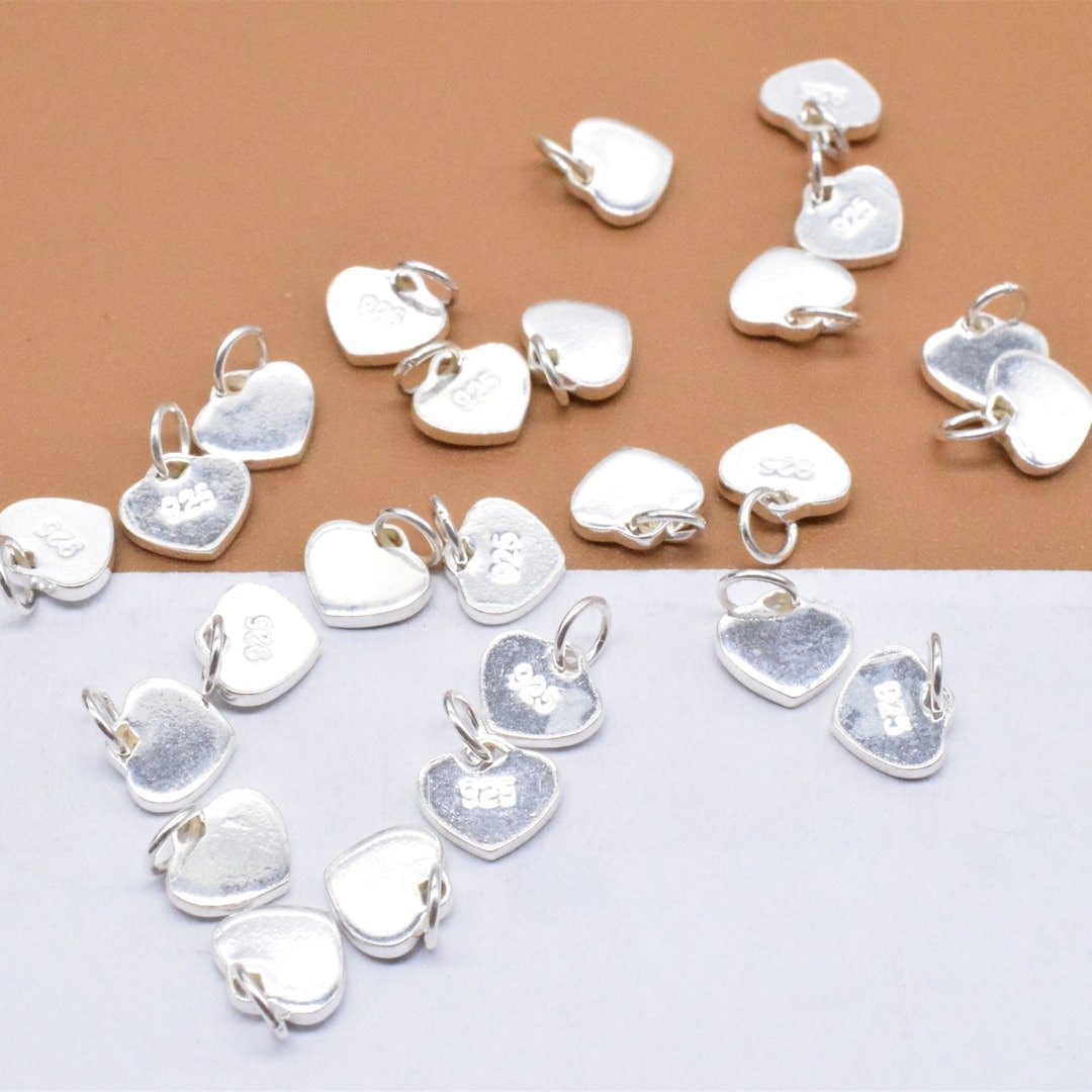 15 Sterling Silver Small Heart Charms, 925 Silver Love Heart Quality ...