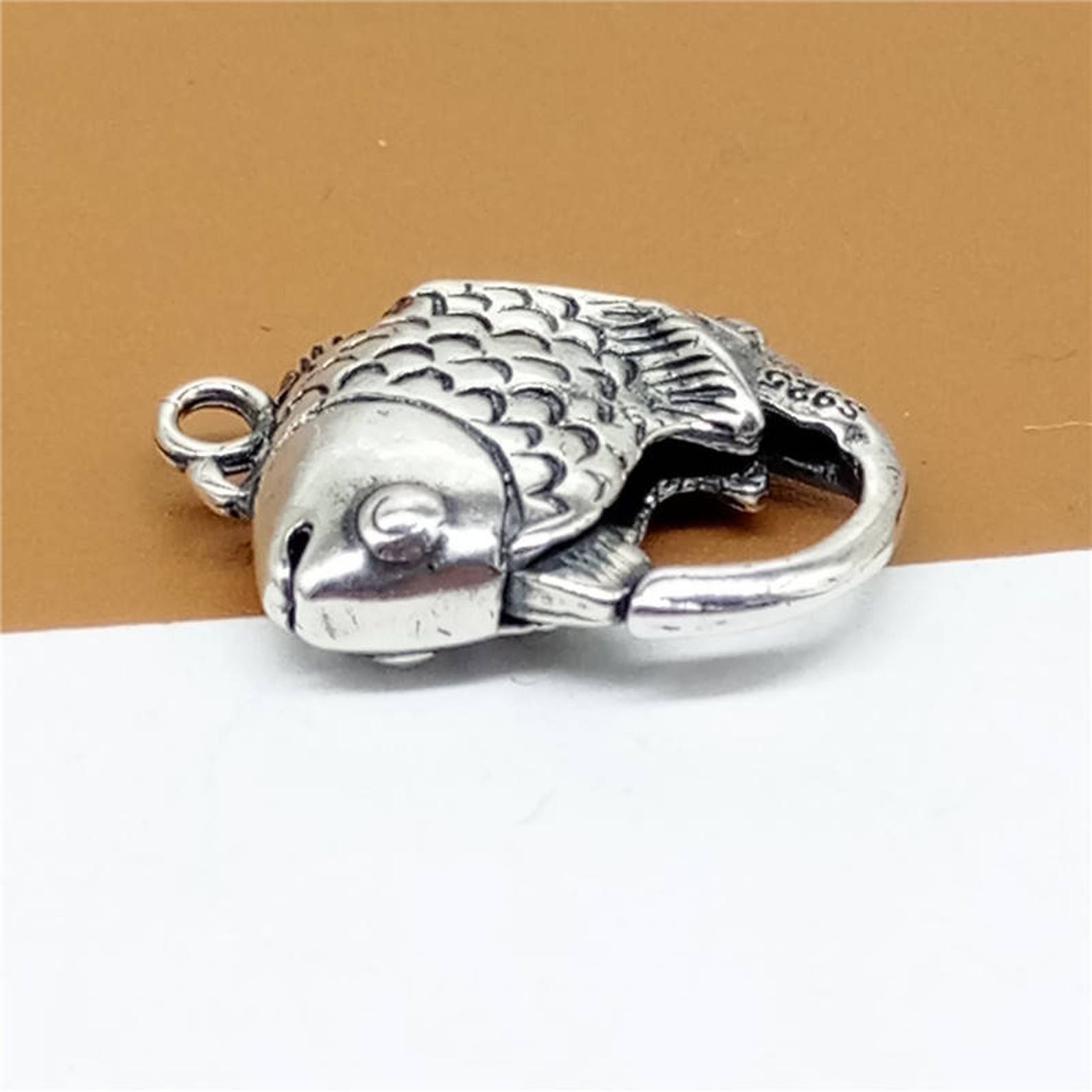 Sterling Silver Fish Push Clasp 925 Silver Fish Hinged Clasp - Etsy