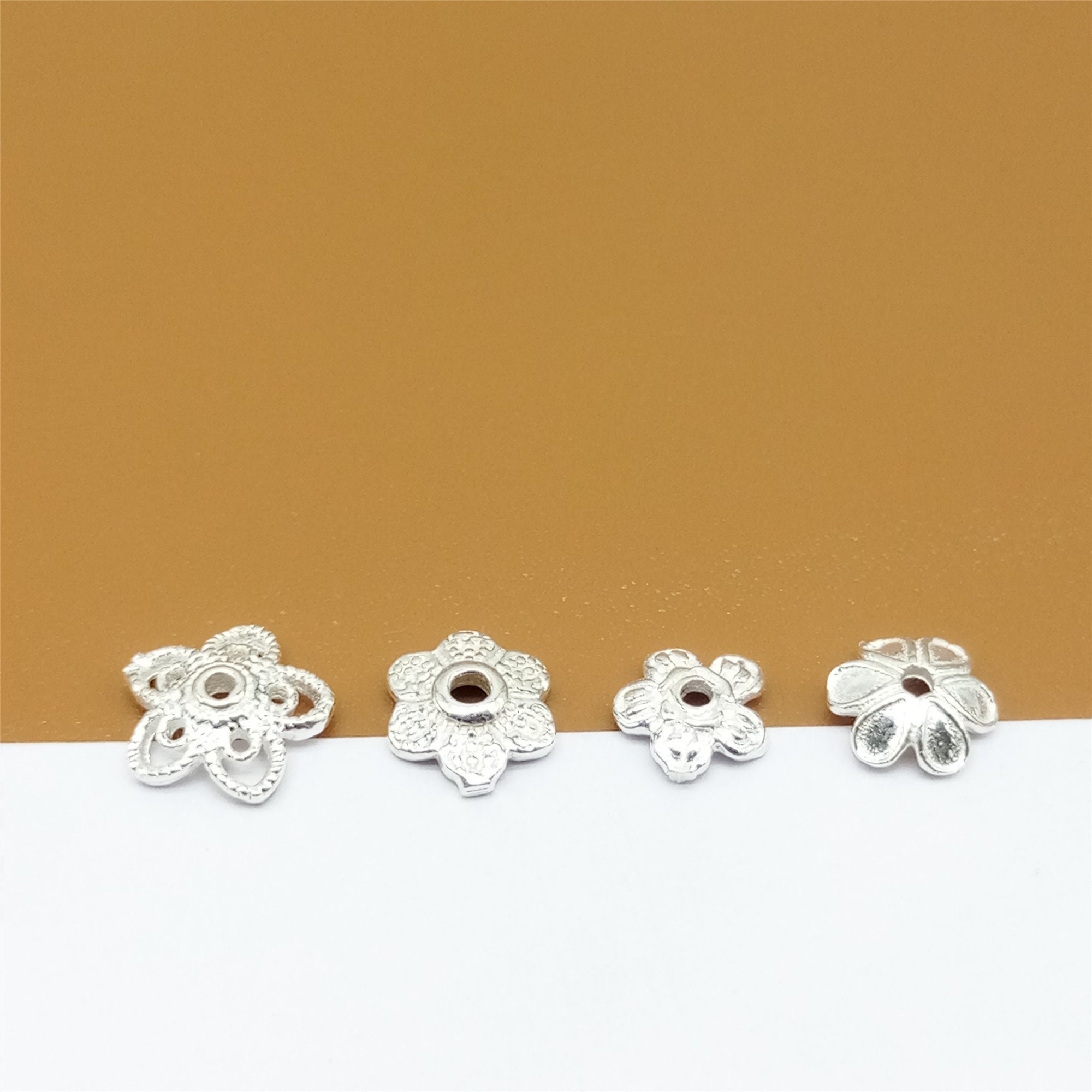 30 Sterling Silver Bead Caps 925 Stering Silver Flower Bead - Etsy