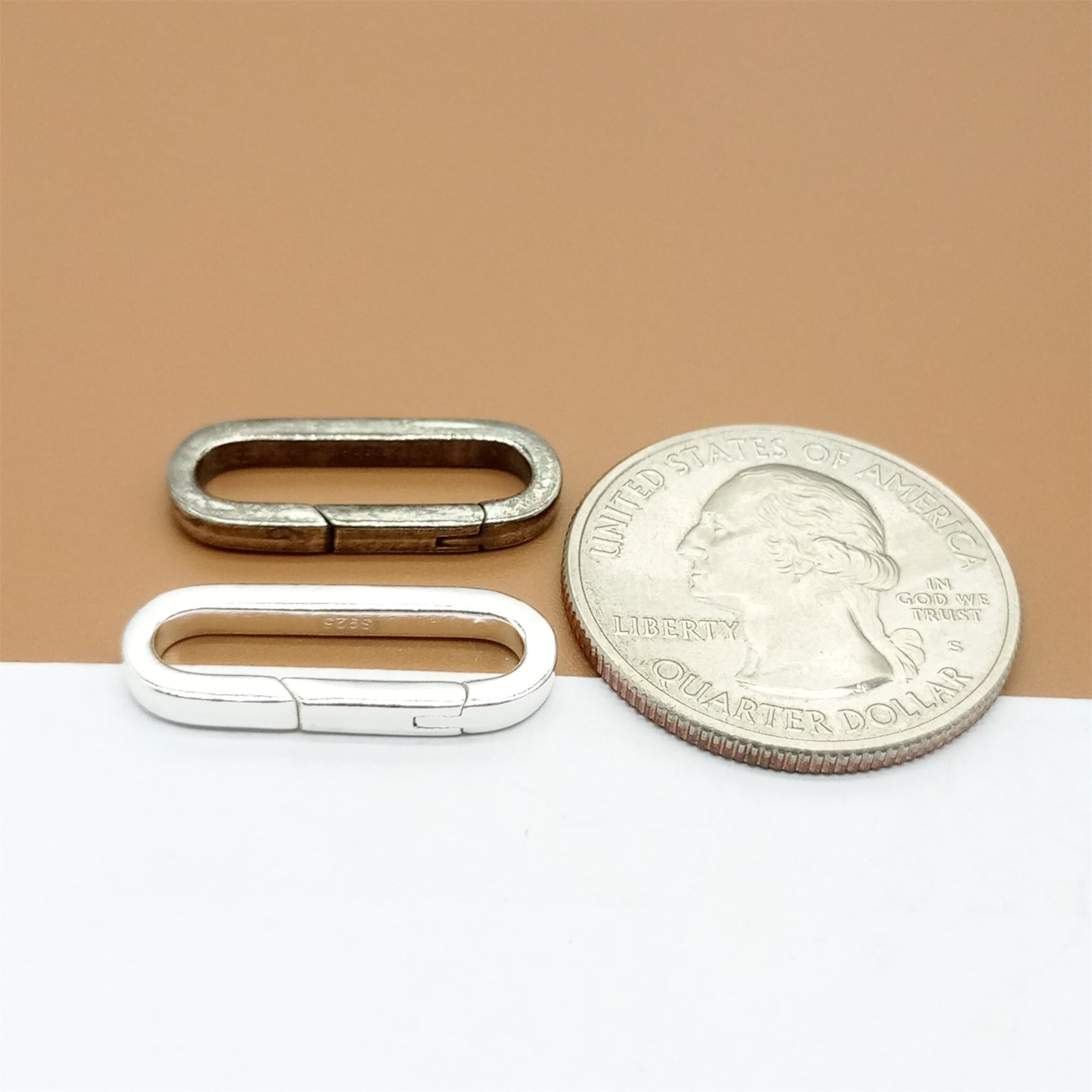 Sterling Silver Oval Clasp, 925 Silver Hinged Clasp, Oval Push Clasp ...