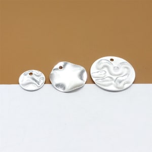 10 Sterling Silver Round Tag Charms, 925 Silver Circle Tag Charms, Coin ...