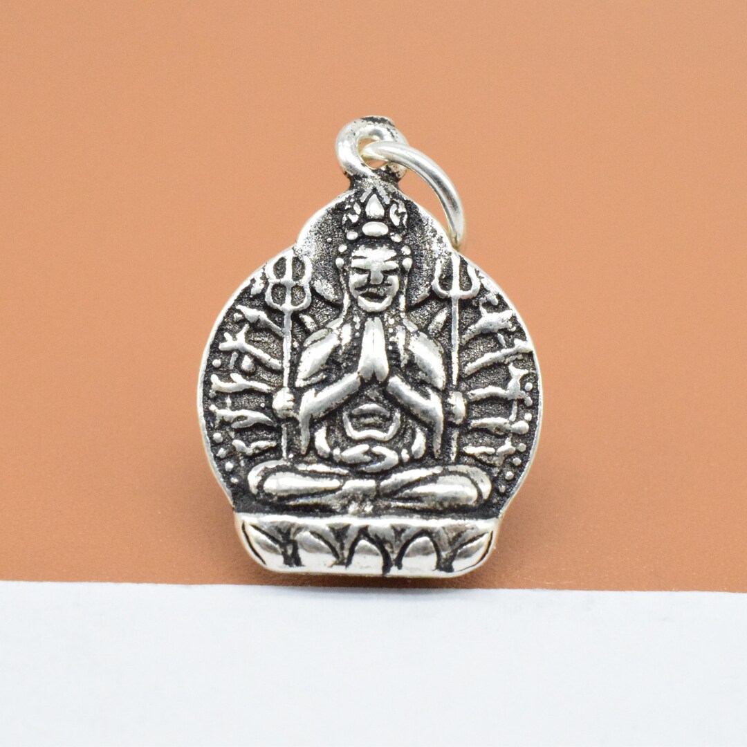 2 Sterling Silver Buddha Statue Charms, 925 Silver Guanyin Goddess ...