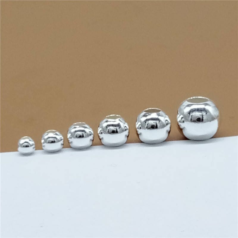 Sterling Silver Round Ball Beads 925 Silver Round Beads - Etsy