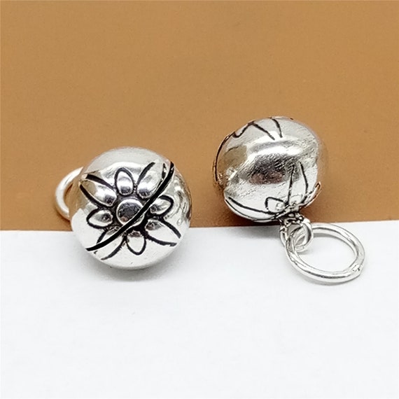 4 Sterling Silver Bell Charms 9mm Flower Bells 925 Silver | Etsy