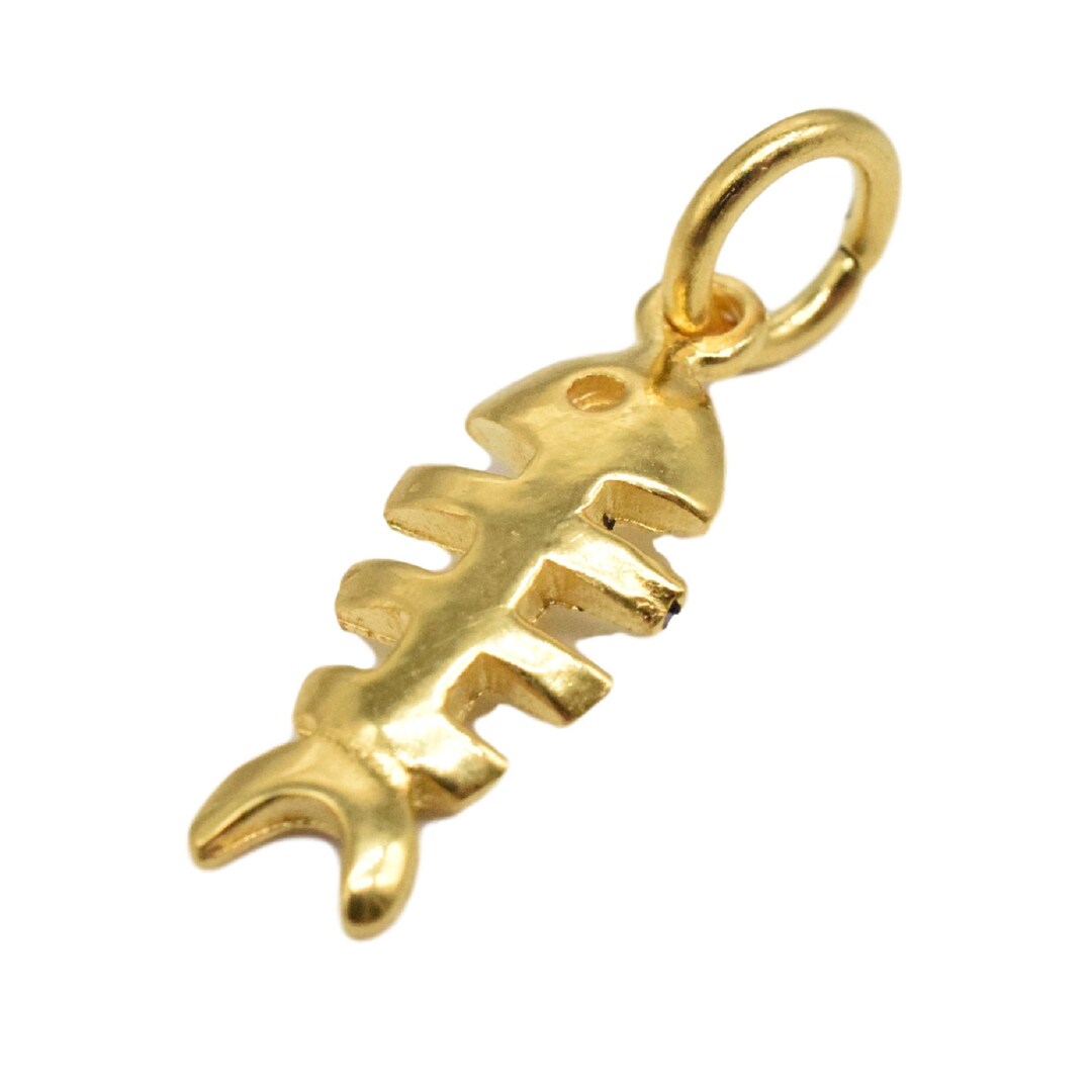 2pcs 18K Gold Vermeil Style Fish Bone Charms, Cat Charm, 925 Sterling ...