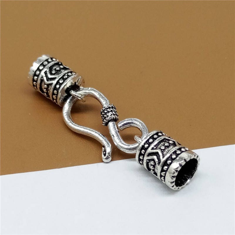 2 Sterling Silver Leather End Cap Leather Cord End Cap With - Etsy