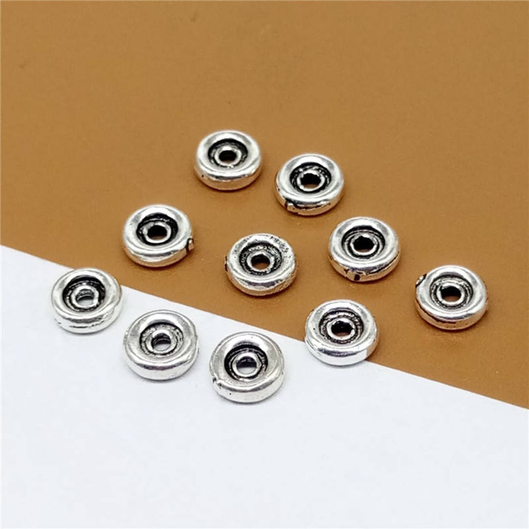 4 Sterling Silver Donut Spacer Beads, 925 Silver Donut Spacer Beads ...