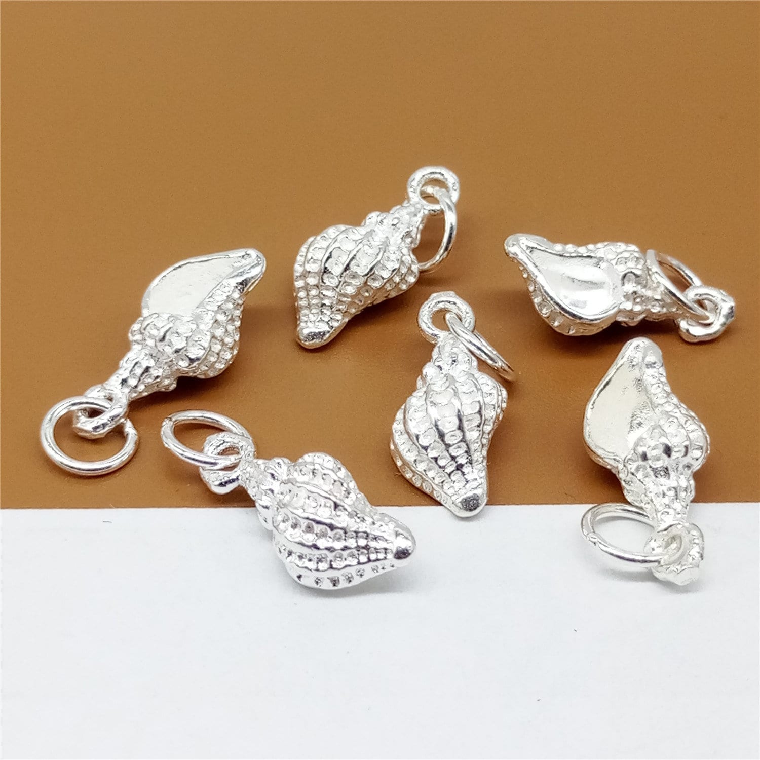5 Sterling Silver Conch Charms Shiny Conch Shell Charms 925 | Etsy