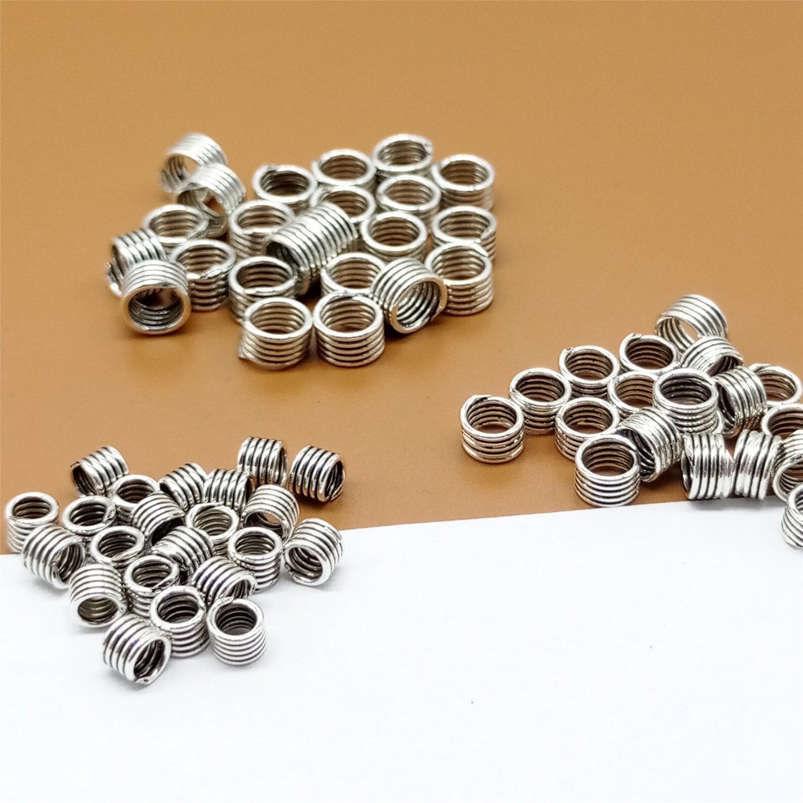 20 Sterling Silver Coiled Beads, Coiled Spacers, 925 Silver Spring ...