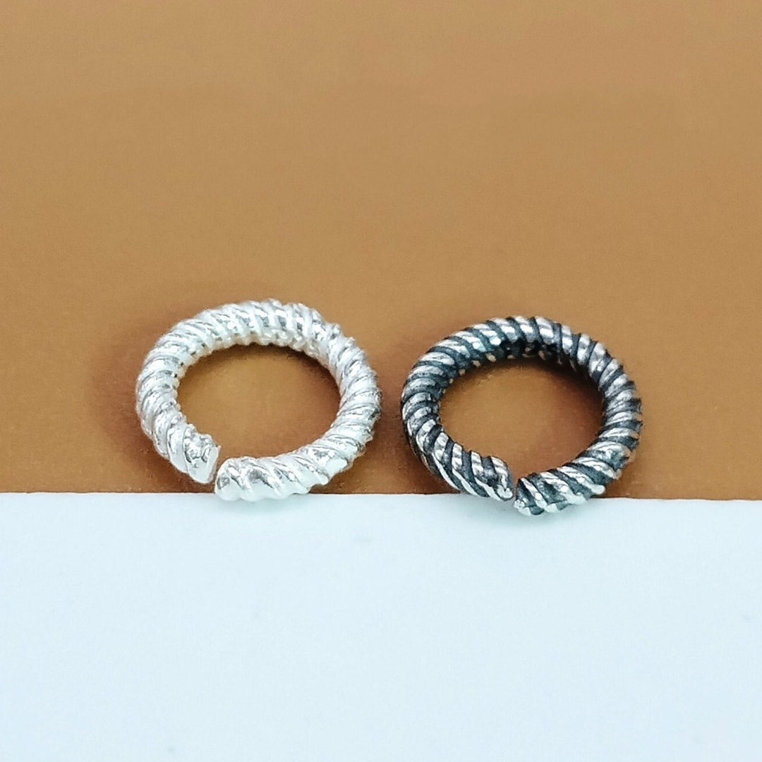 10 Sterling Silver Coiled Open Jump Rings, 925 Silver Round Jump Ring ...