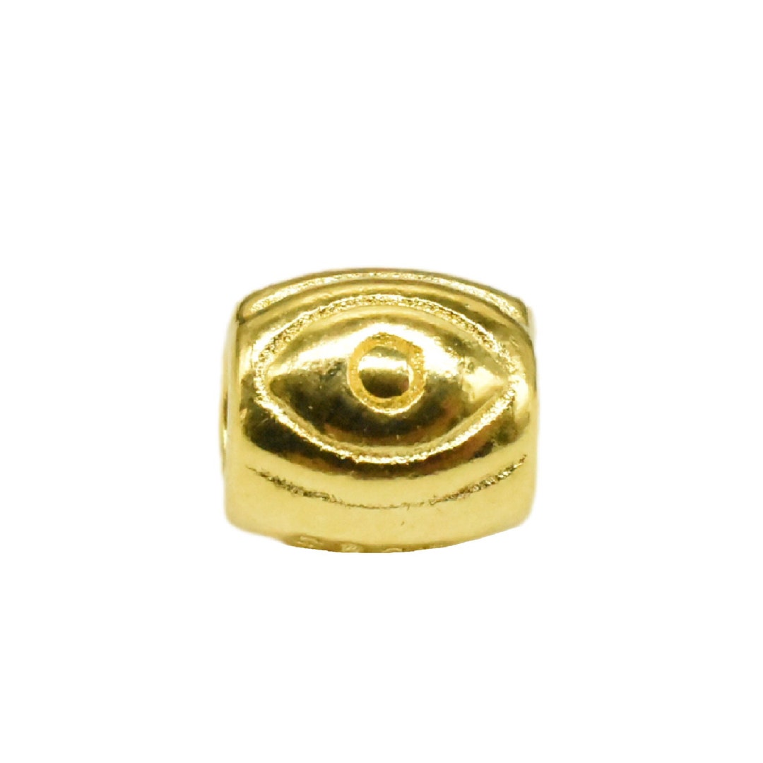 14K Gold Vermeil Style Eye Imprint Bead Over 925 Sterling Silver, Heavy ...
