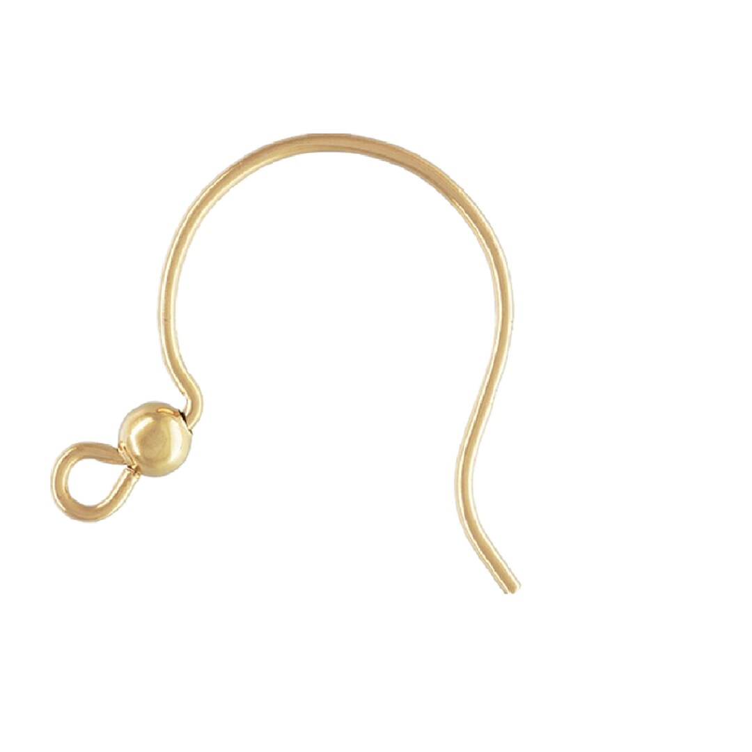 2 Pairs 14K Gold Filled Circle Ear Wires With 3mm Bead, Round Ear Wire ...