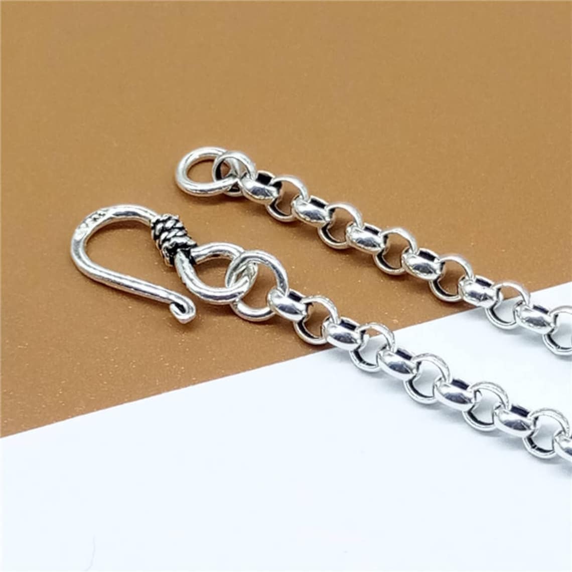 Sterling Silver Rolo Chain 4mm Rolo Necklace Chain Belcher | Etsy