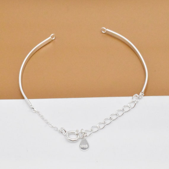 Sterling Silver Curved Bar Bracelet Chain 925 Silver Chain - Etsy