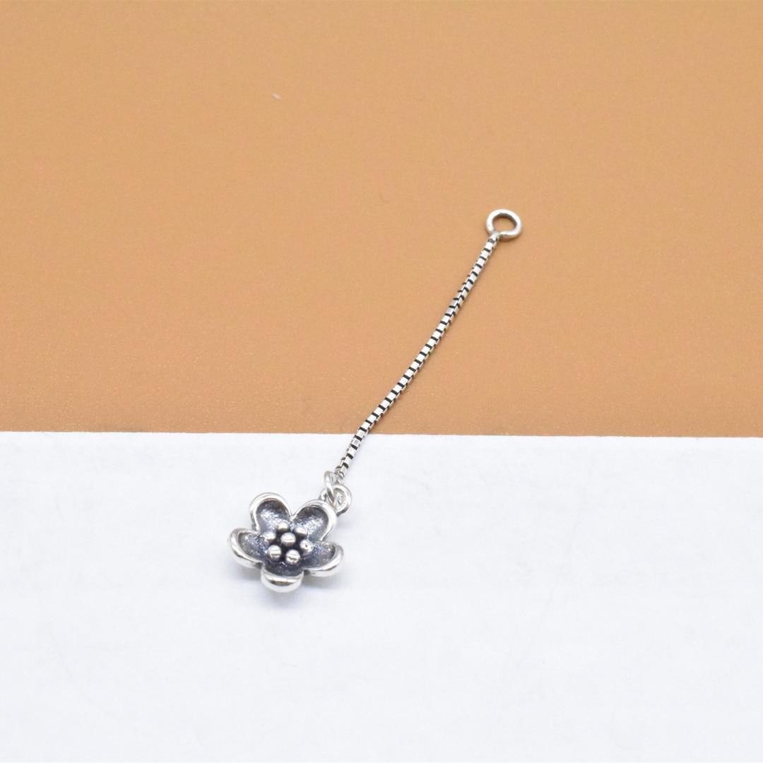 2 Sterling Silver Plum Flower Extension Chains, 925 Silver Chain ...