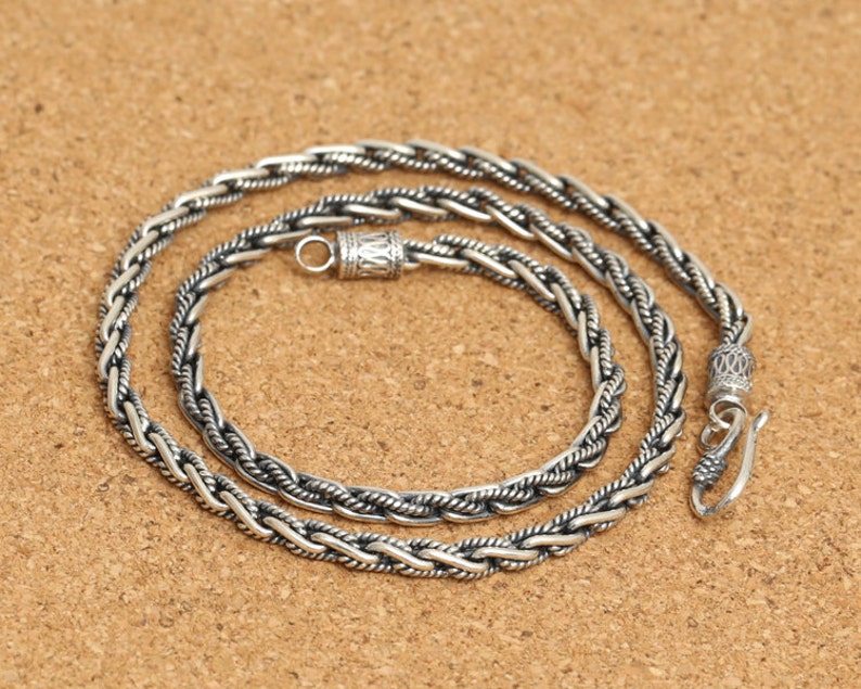 Sterling Silver Bail Chain Twist Rope Chain 925 Silver Twist | Etsy