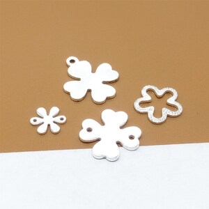 20 Sterling Silver Small Clover Tag Charms, Clover Connector, 925 ...