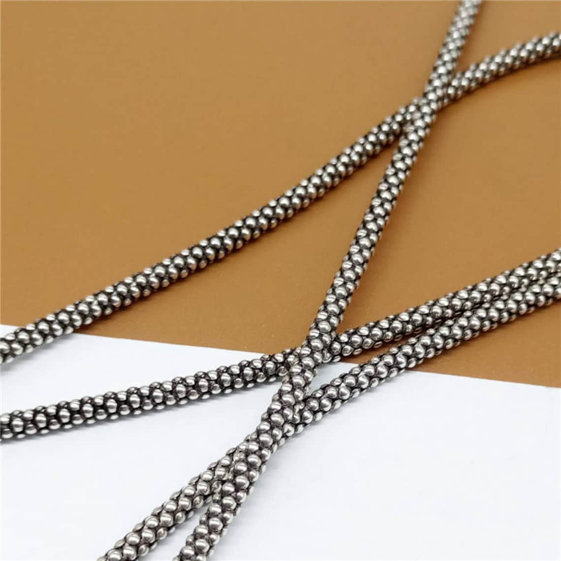 Sterling Silver Popcorn Chain Necklace, Popcorn Necklace Chain, 925 ...
