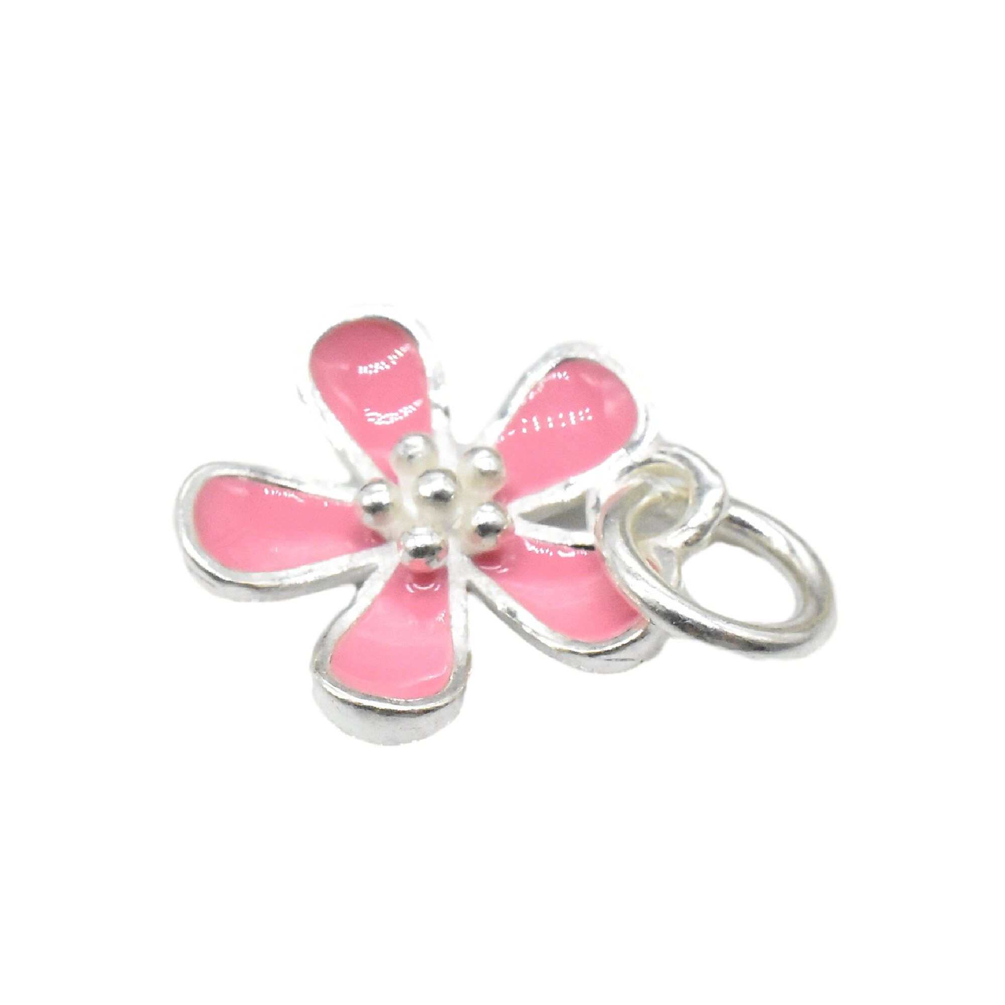 4 Sterling Silver Flower Charms Enameled 925 Silver Enamel | Etsy