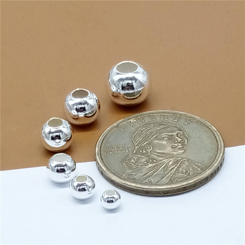 Sterling Silver Round Ball Beads 925 Silver Round Beads - Etsy