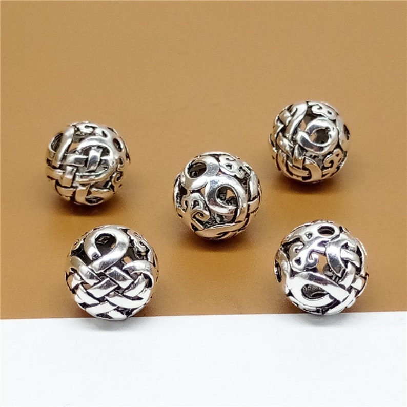 4 Sterling Silver Knot Round Beads Spacer Beads 925 Silver - Etsy