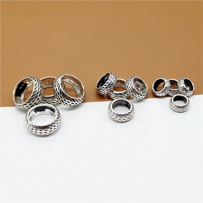 10 Sterling Silver Large Hole Bracelet Spacers 925 Silver - Etsy