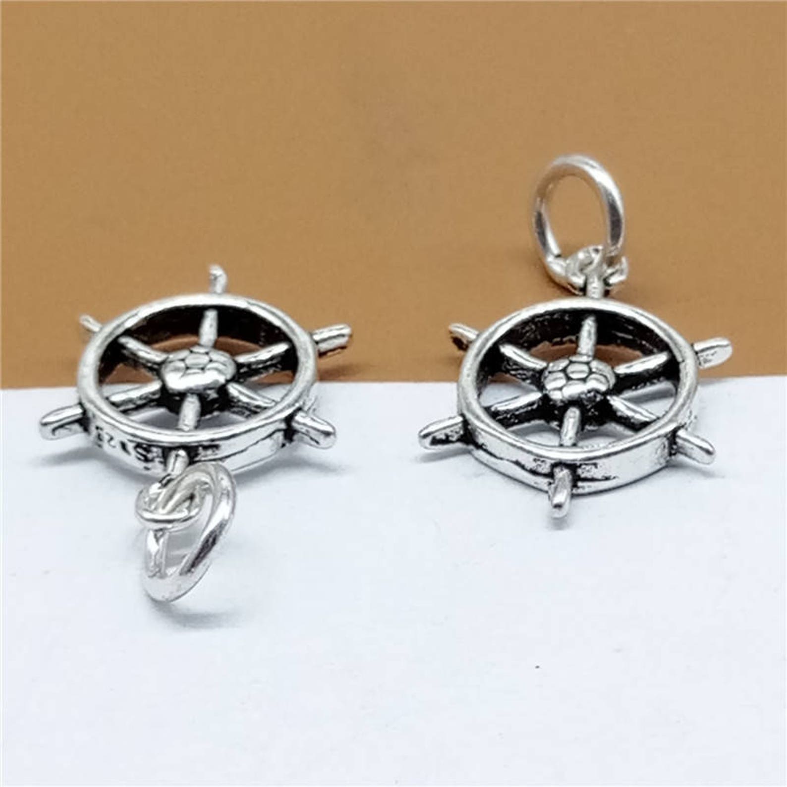 5 Sterling Silver Wheel Nautical Charm, 925 Silver Nautical Charm ...
