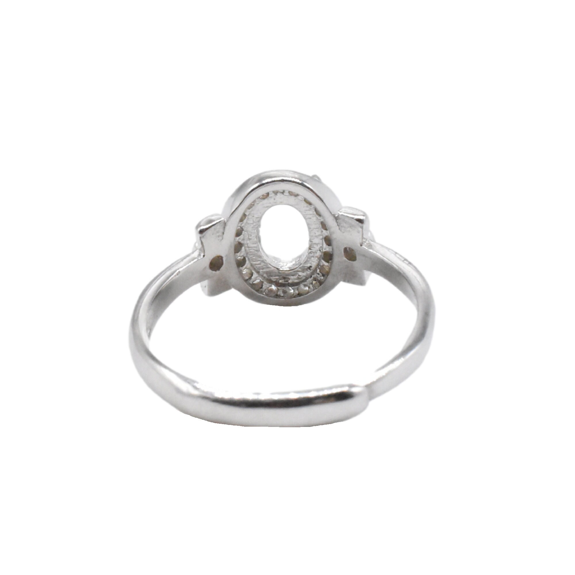 Sterling Silver Ring Setting Rhodium Plated W/ CZ, 925 Silver Ring ...