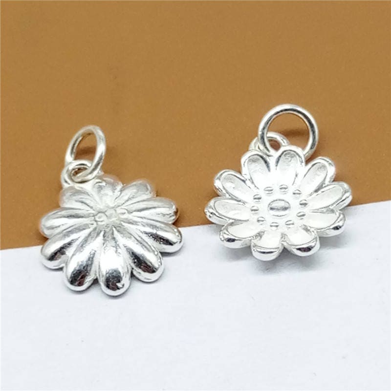 Sterling Silver Daisy Charm, Daisy Charm for Necklace Bracelet Earring ...