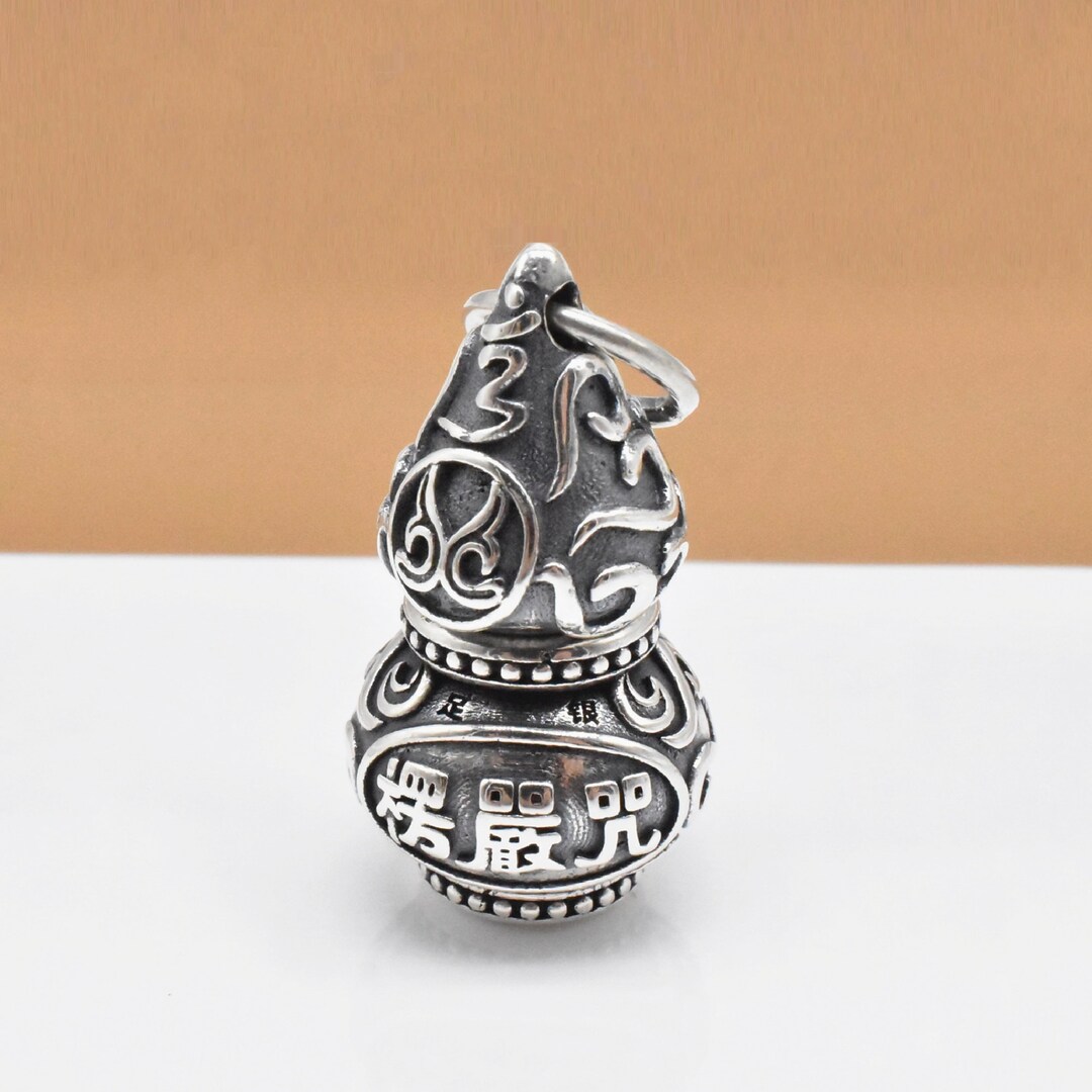 Sterling Silver Gourd Prayer Box Pendant, 925 Silver Locket Pendant ...