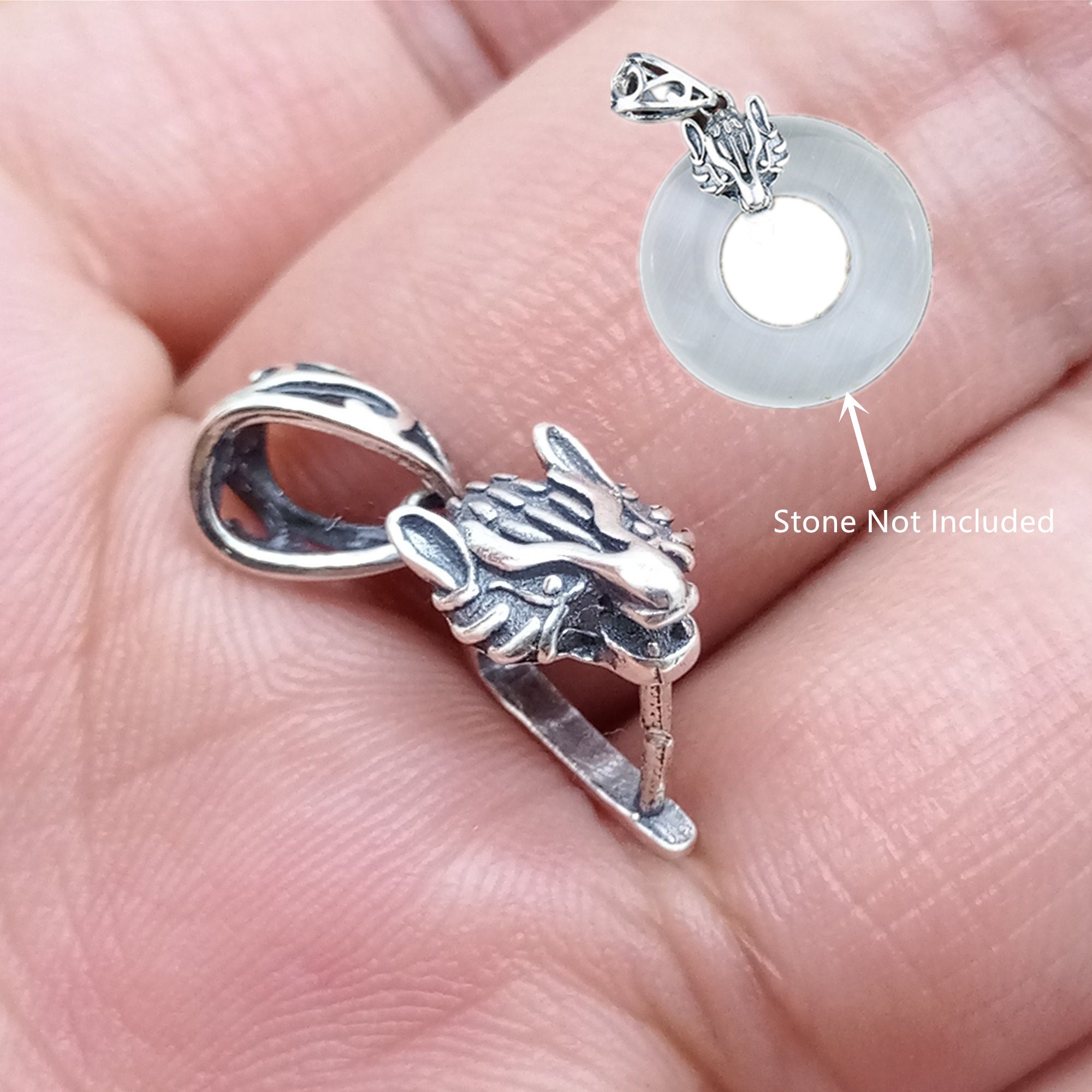 Sterling Silver Wolf Pinch Bail Pendant Pinch Bail Charm - Etsy