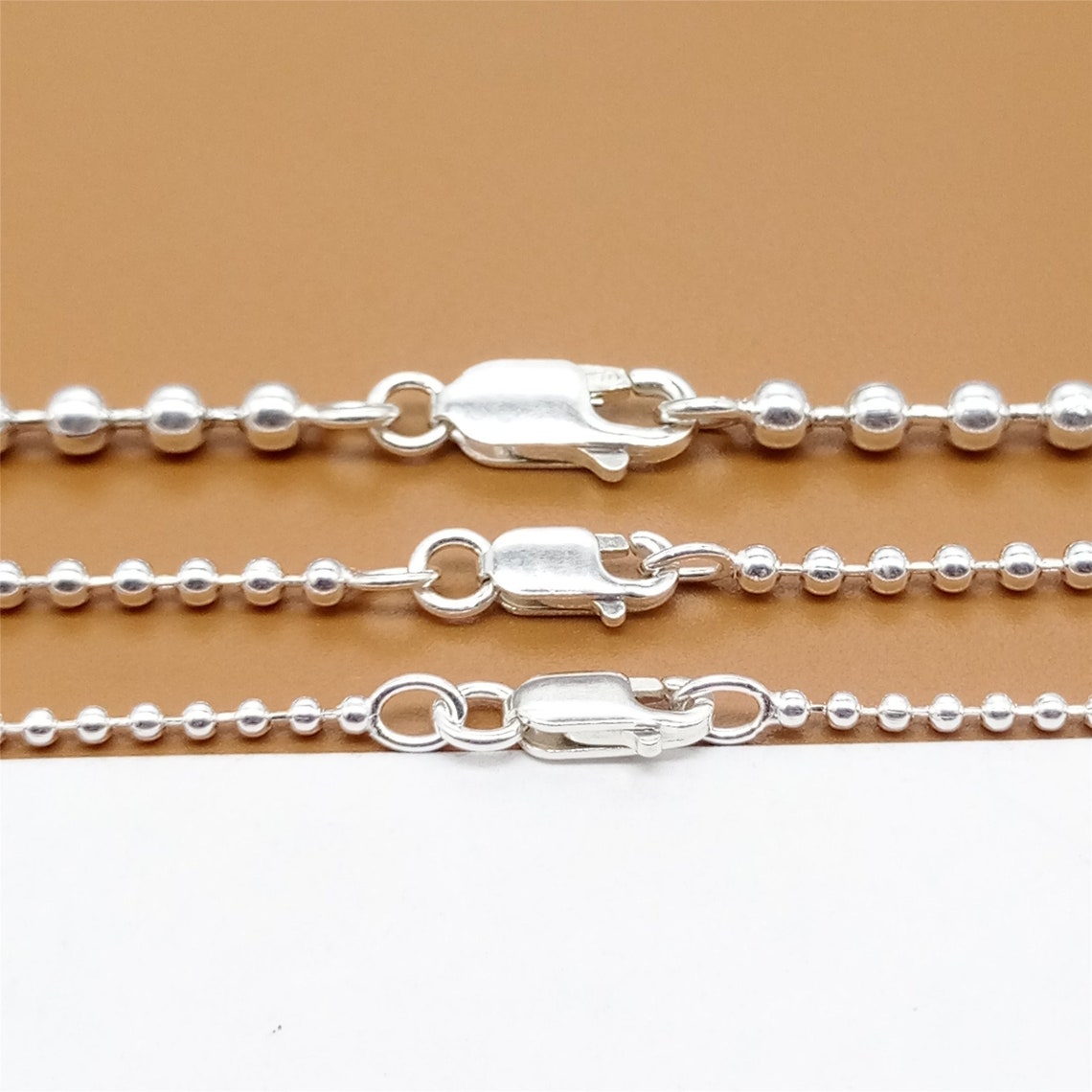 Sterling Silver Bead Chain, Sterling Silver Bead Ball Chain, 925 Silver ...