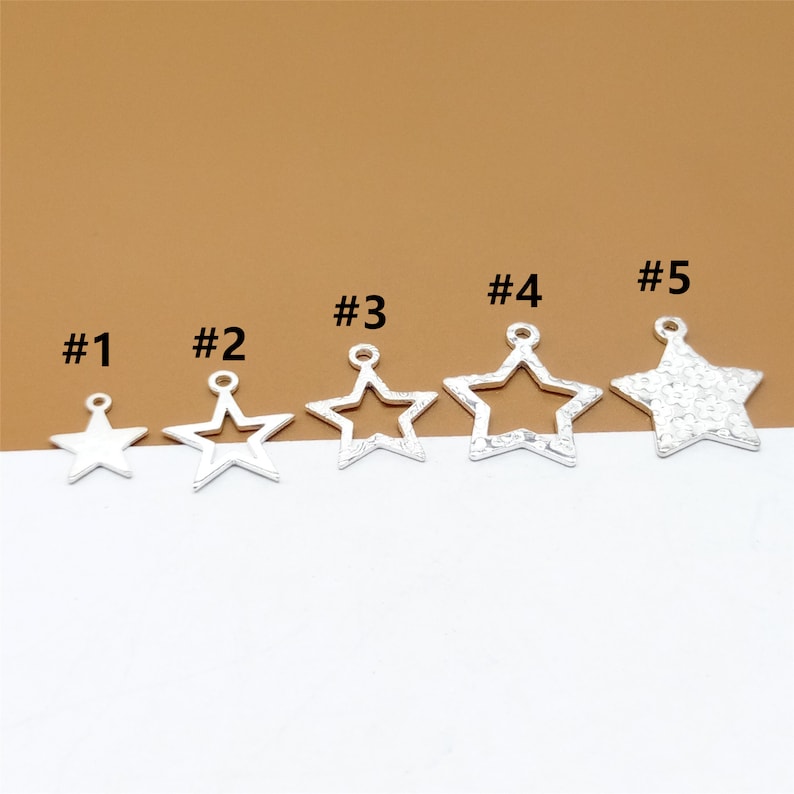 20 Sterling Silver Small Pentagram Tag Charms for Extension | Etsy